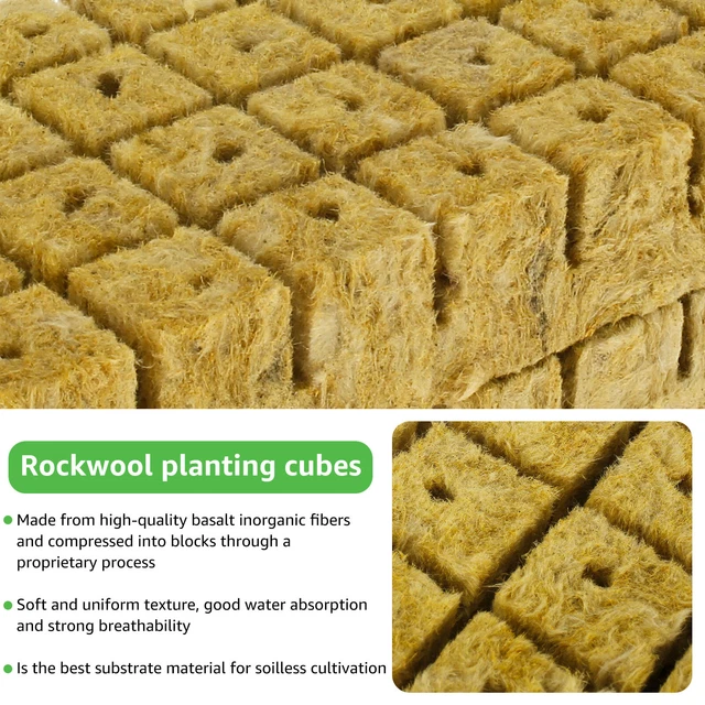 72 SET ROCKWOOL Cubes for Hydroponics 1.5inch Rock Wool Planting Cubes ...