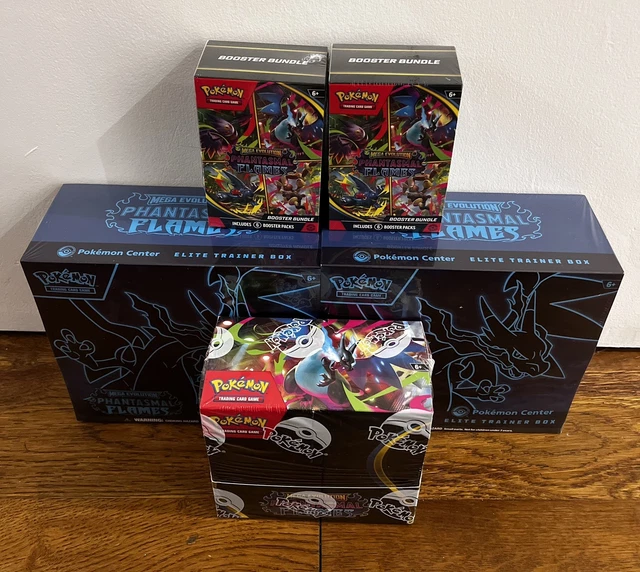 POKEMON PHANTASMAL FLAMES Pokemon Center ETB x2, Booster Box & Booster ...