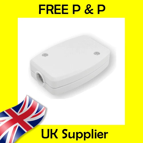 WHITE 13A INLINE Junction Connector Box 3 Terminal Cable Mains ...