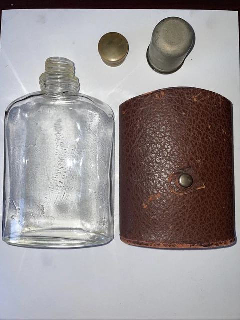 ANTIQUE CF RUMPP & Sons Liquor Whiskey Glass Bottle Railroad Hip Flask ...