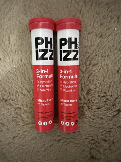 3 X TUBES Phizz 3-In-1 Hydration + Vitamins/Electrolytes Tablets. Mango ...