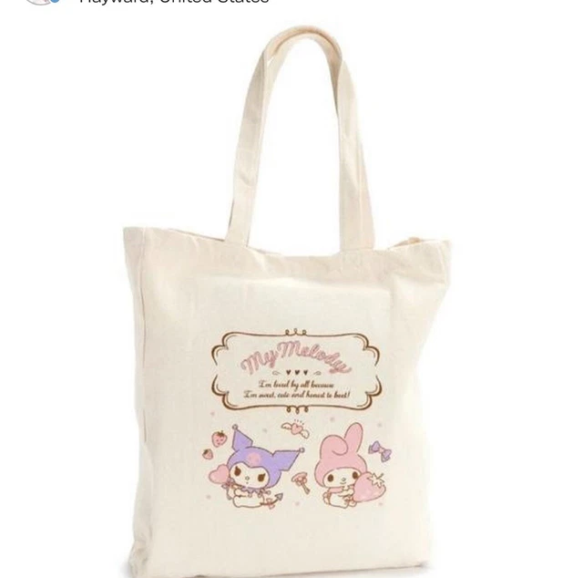 SANRIO MY MELODY Kuromi Canvas Tote Bag From JAPAN Cho KAWAII £59.15 ...