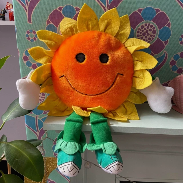 LARGE 90S VINTAGE Acid House Smiley Face Sunflower Plush Soft Toy £17. ...