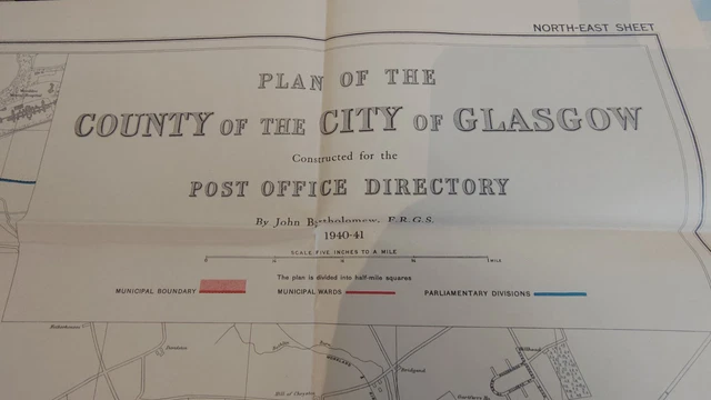 ANTIQUE MAPS POST Office Directory Map of Glasgow 1940 4 Sheets Each 37 ...