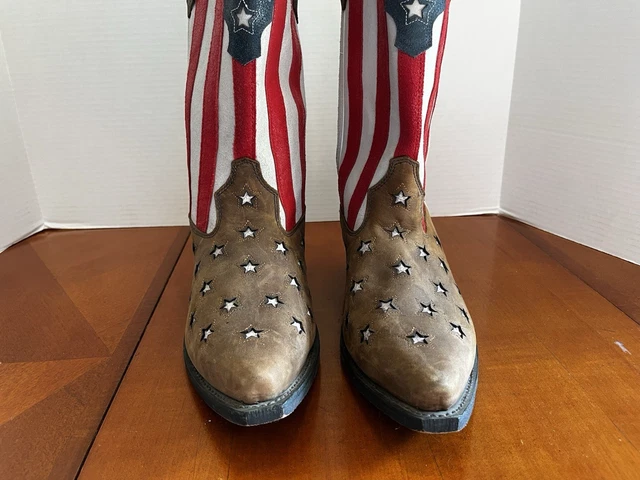 STARS & STRIPES Red White Blue American Flag Cowboy Boots Men’s 8.5 ...