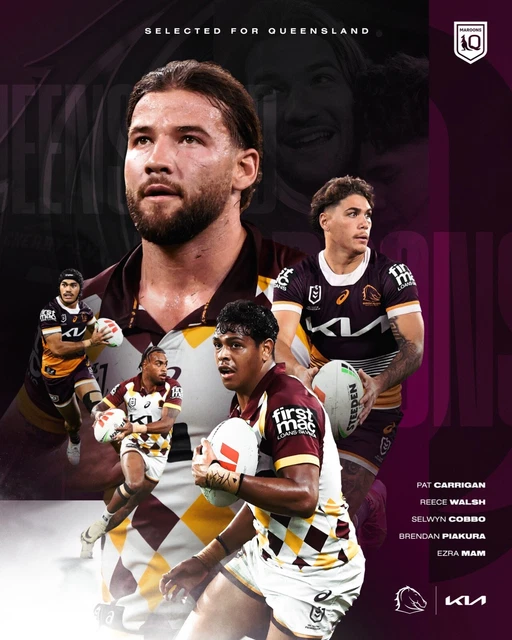 BRISBANE BRONCOS TEAM PLAYER poster,NRL RUGBY,STATE OF ORIGIN,MAROONS ...