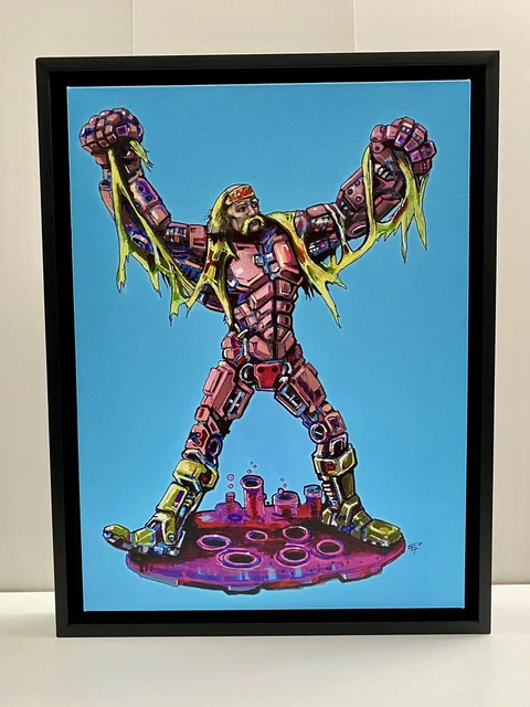 80S MECHAS OF Eli Libson Hulk Hogan Original 12”x16” Painting Framed ...
