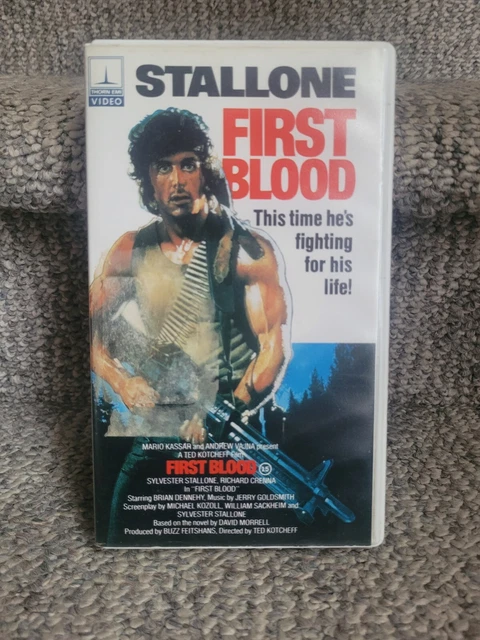 FIRST BLOOD VHS 1982 Action Sylvester Stallone Thorn EMI/HBO White ...