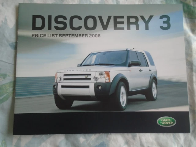 LAND ROVER DISCOVERY 3 price list brochure Sep 2006 UK market £6.00 ...