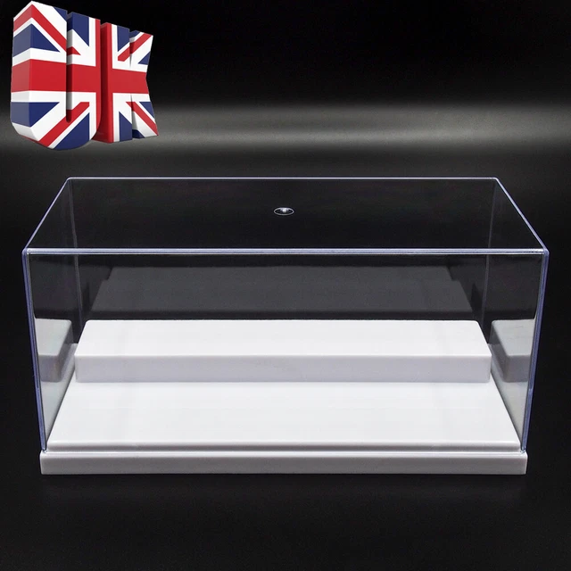 UK CLEAR ACRYLIC Display Case Perspex Box 20cm L Plastic White Base ... UK CLEAR ACRYLIC Display Case Perspex Box 20cm L Plastic White Base ...