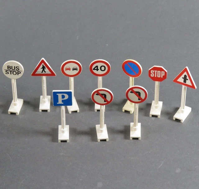 LEGO® CITY 10 Traffic Signs Warning Roads Sign Stop P Bus Vintage S133 ...
