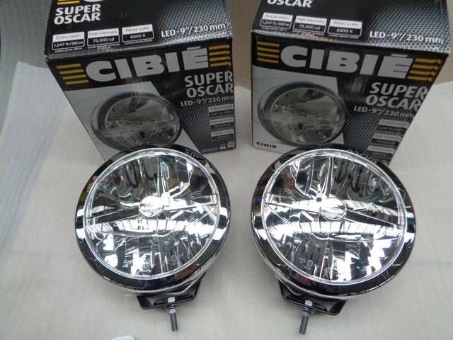 NEW PAIR CIBIE Super Oscar Led Spotlights 9" 12V / 24V Full Chrome ...