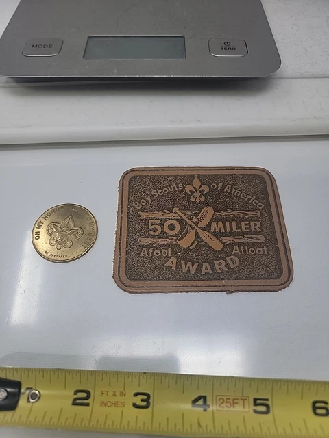VINTAGE LEATHER 50 Miler Afoot Afloat Award Boy Scouts BSA Camp Patch ...