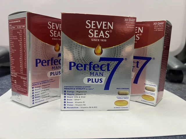 3 BOXES OF Seven Seas Perfect 7 Man Vitamins - 30 Day Duo Pack (90 day ...