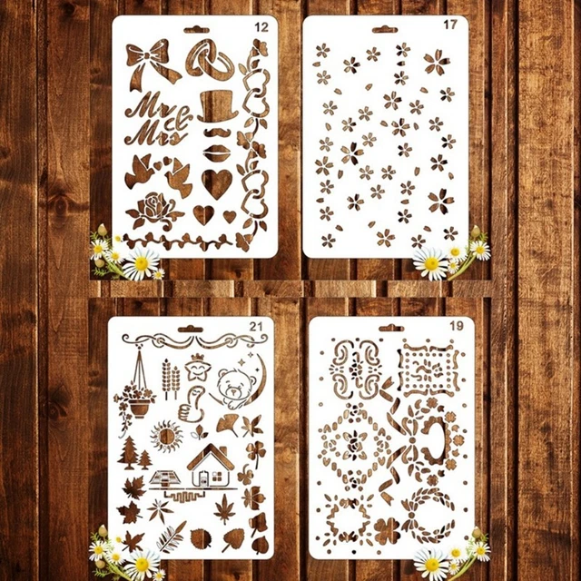 12PCS/PACK CUTE FLOWER Style Drawing Stencil Kit for School Home Party ...