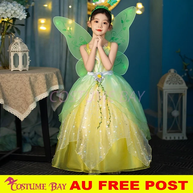 GIRLS PRINCESS TIANA Halloween Book Week Kids Costume Yellow Birthday ...