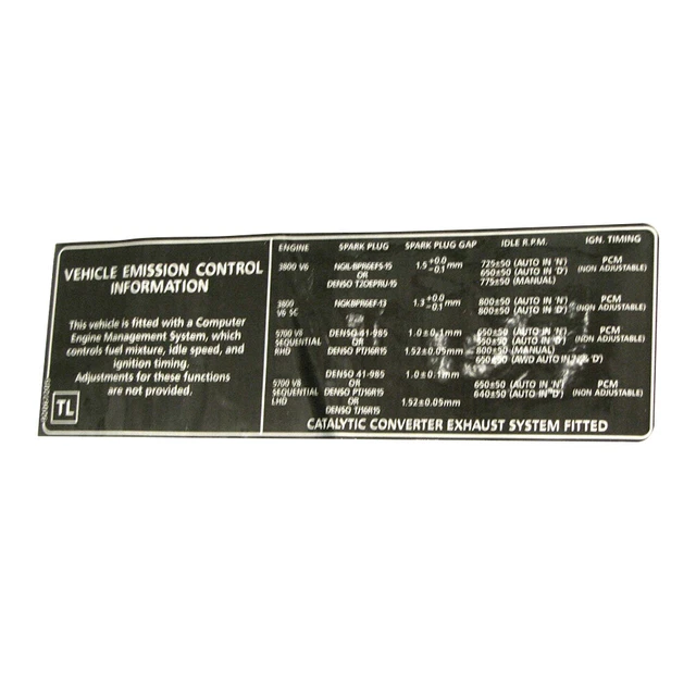 GENUINE HOLDEN DECAL Engine Bay Emission for VY V8 Holden $79.99 ...