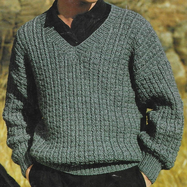 NEW PATONS BEEHIVE Shetland Chunky Knitting pattern for men 3571 to fit ...