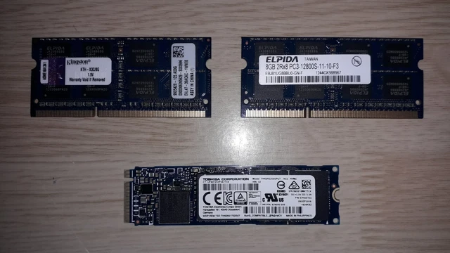 LOT SSD 256GO + 2 BARETTE RAM MEMOIRE 8GB DDR3 PC PORTABLE + LIVRAISON ...