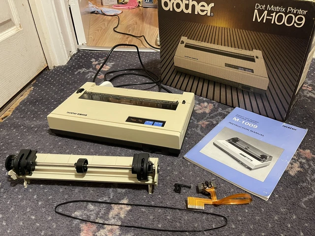 1984 BROTHER DOT Matrix Printer With Tractor Feed Attachment M-1009 £51 ...