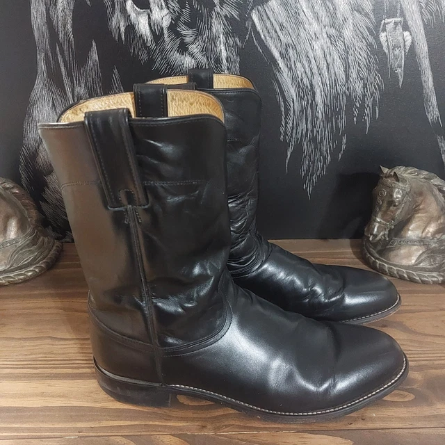 MEN'S COWBOY BOOTS Jackson 10" Justin Roper Boots Black 3133 Size 12 D ...