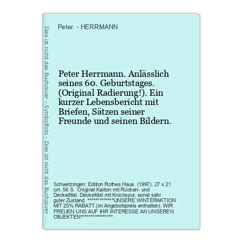 PETER HERRMANN. ANLÄSSLICH seines 60. Geburtstage HERRMANN, Peter. - EUR 71,00 - PicClick DE