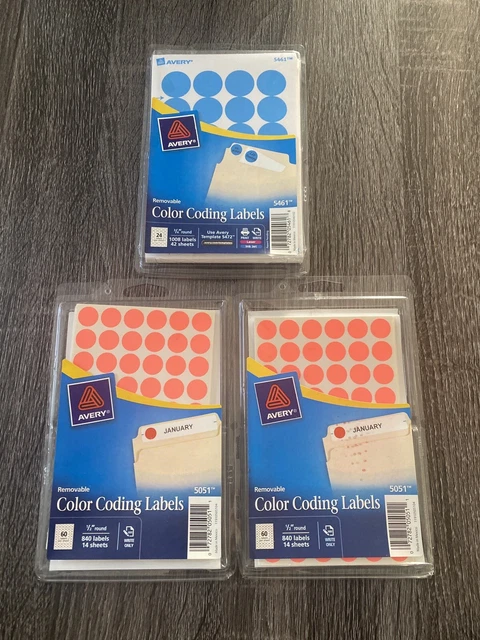 AVERY® PRINTABLE REMOVABLE Color-Coding Labels, 3/4" And 1/2” dia, BLUE ...