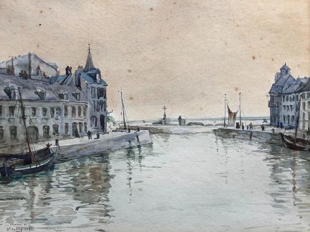 SOUVENIR DE SAINT Valéry, Aquarelle Ancienne, Monogramée Et Datée 1922 ...