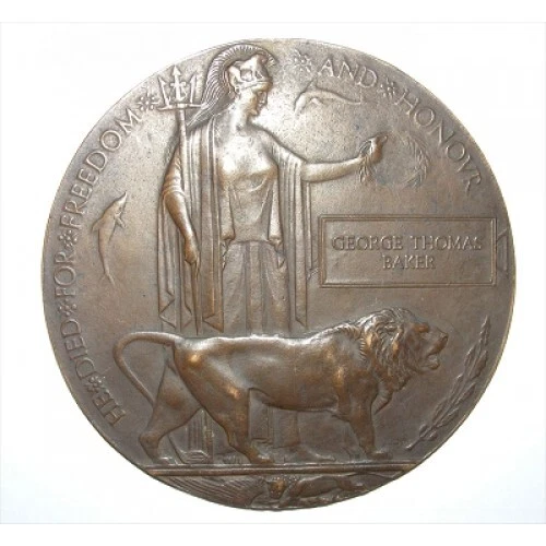 Ww1 Death Penny Plaque George Thomas Baker 100 Genuine Unresearched