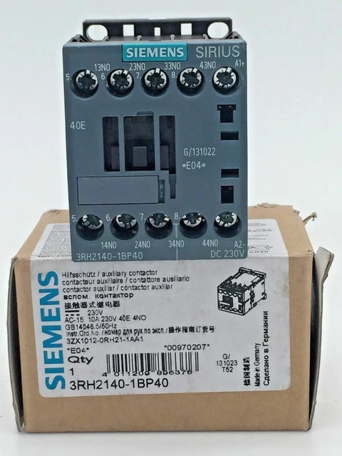 SIEMENS 3RH2140-1BP40 AUXILIARY Contactor Relay 10A 230V DC Coil 4NO $59.95 - PicClick AU