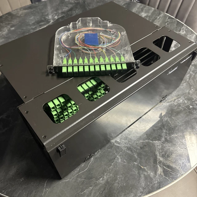 4U FIBER OPTIC Splice Enclosure With 5 12 Strand SM APC SC Cassettes ...