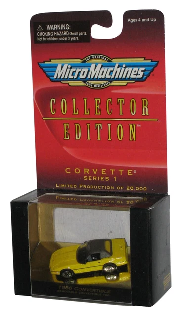 MICRO MACHINES COLLECTOR Edition Yellow Corvette 1986 Convertible Toy ...
