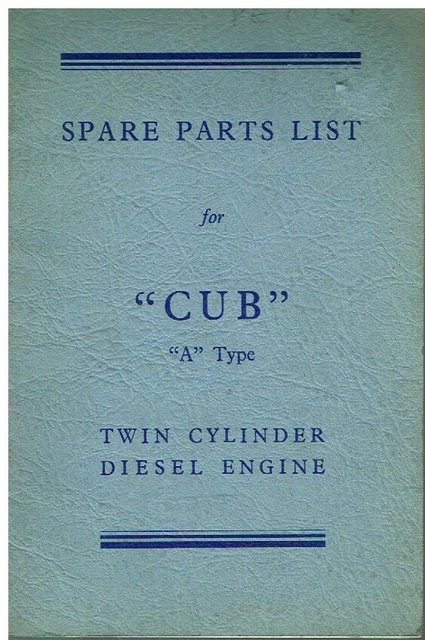 PETTER CUB TYPE A 2-Cyl Diesel Engine Original Factory Illustrated ...
