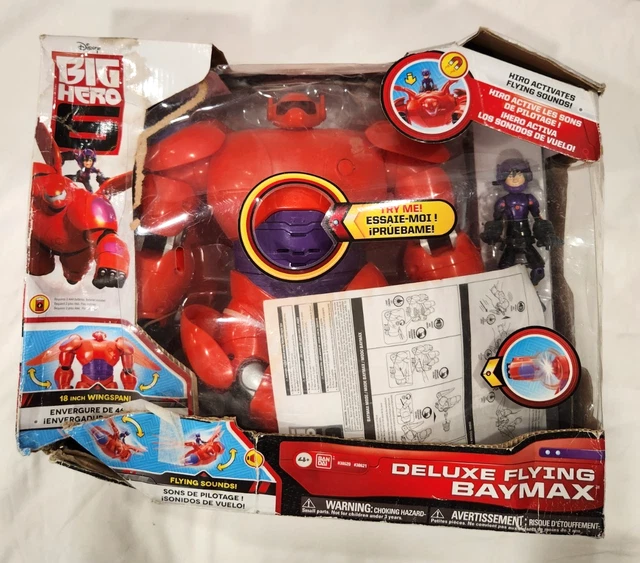 DISNEY BIG HERO 6 Deluxe Flying Baymax Toy Figure RARE Sounds Bandai ...