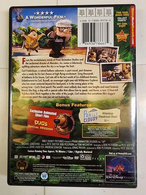 DISNEY TRIPLE FEATURE - Up/The Incredibles/Cars (Dvd, 2009, 4 Disk Set ...