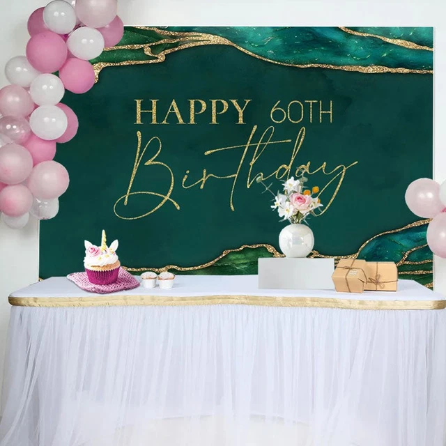 GOLD LETTERS EMERALD Green 60th Birthday Backdrop $35.95 - PicClick AU
