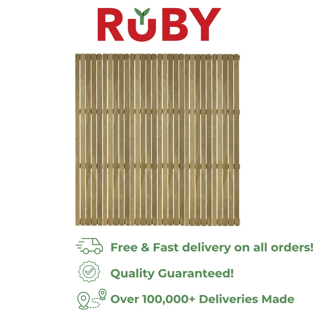 SLATTED PRESSURE-TREATED WOODEN Fence Panel PSE Vertical Planed Timber £132.57 - PicClick UK