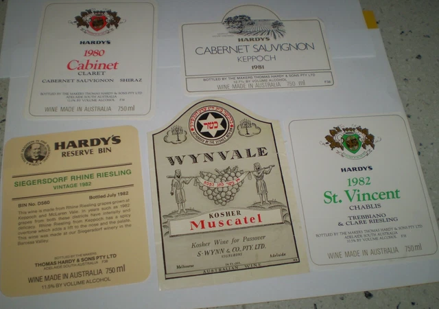 5 VINTAGE WINE bottle labels -Australian - Hardys etc $4.00 - PicClick AU