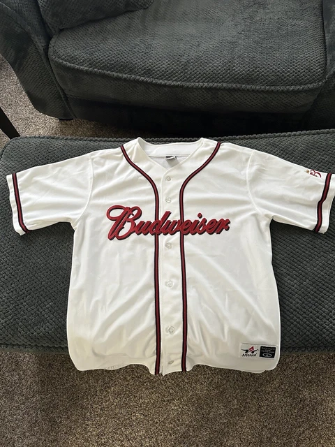 VINTAGE BUDWEISER PRO Logo Baseball Jersey Don Alleson Athletic Size L ...