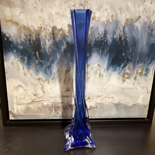 VINTAGE 💖COBALT BLUE Glass Tall Vase 13.5”💖 $40.55 - PicClick CA