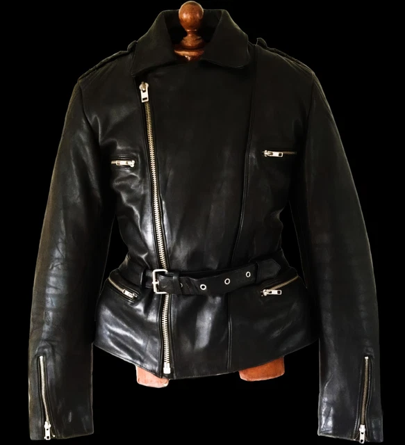 LEATHER 40S WW2 GERMAN LUFTWAFFE POLICE Officers Motorcycle Biker Coat ...