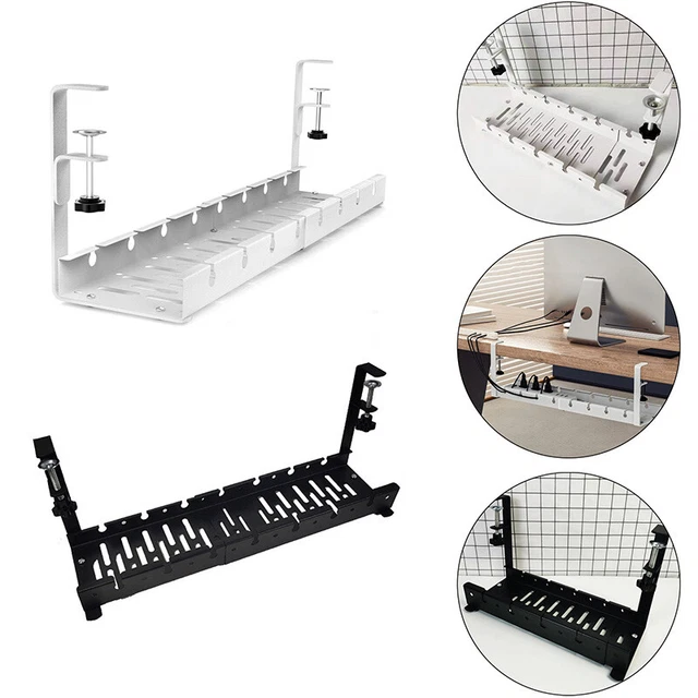UNDER DESK CABLE Management Tray Expandable Data Wire Cord Power Strip ...