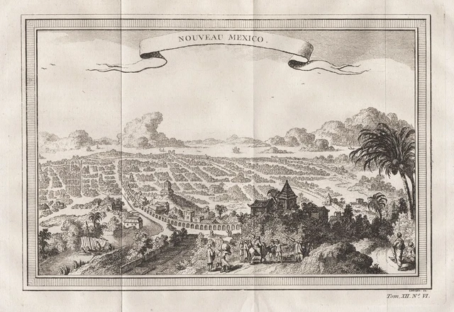 CIUDAD DE MEXICO Tenochtitlan Mexique Gravure sur Cuivre Engraving ...