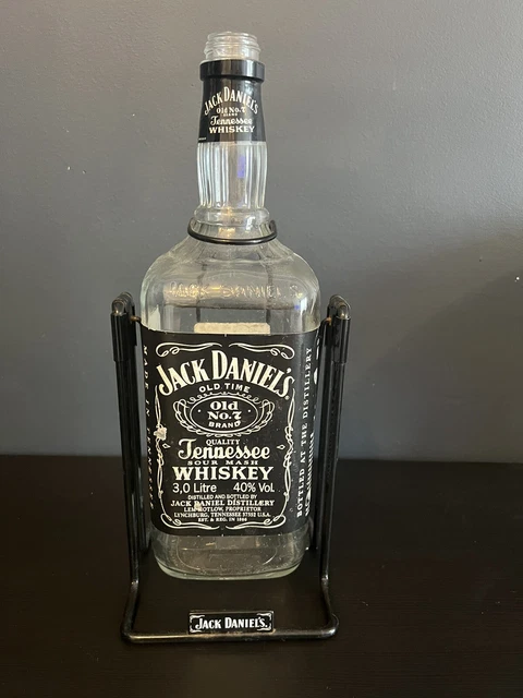 JACK DANIELS EMPTY 3L Bottle Plus Swinging Bartop Cradle No Alcohol! Used No Lid £50.00 ...