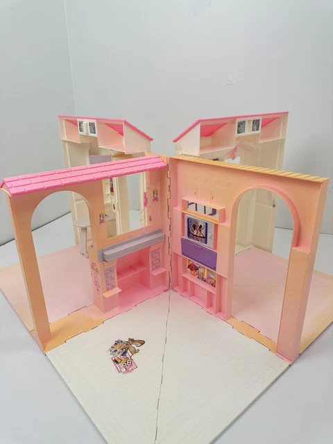 VTG BARBIE FOLDING Pretty House Playset 1996 Mattel Light Works Pink ...