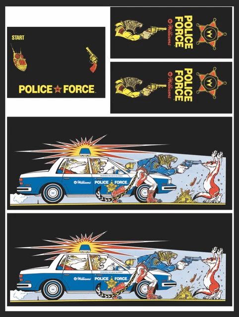 KIT COMPLETO DECALS Cabinet Flipper Pinball Police Force Williams EUR ...