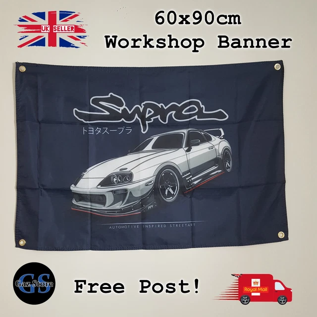 TOYOTA SUPRA GARAGE Workshop Flag Banner Car Shed Home Wall Hanging JDM 3x2ft £7.99 - PicClick UK