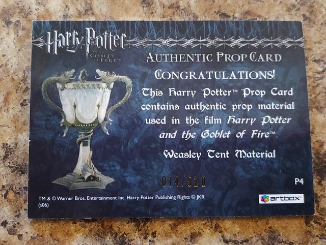 HARRY POTTER GOBLET Fire Update Weasley Tent Prop Card HP P4 #014/520 ...