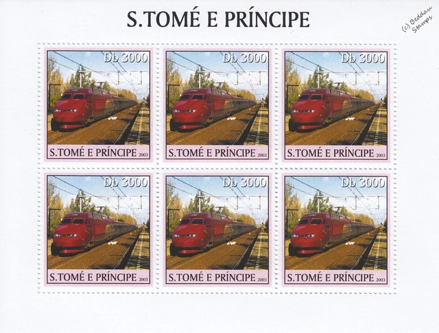 ALSTOM THALYS TGV European High Speed Train Stamp Sheet #3 (2003 Sao ...