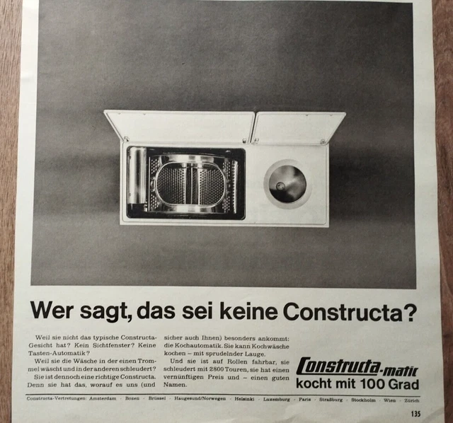 ORIG WERBUNG REKLAME 1964 CONSTRUCTA Waschmaschine EUR 3,00 - PicClick DE